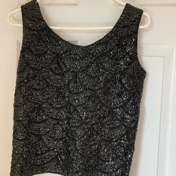 Tops | Authentic Flapper Top Beadedsequined Wool Sleeveless Zipper ...